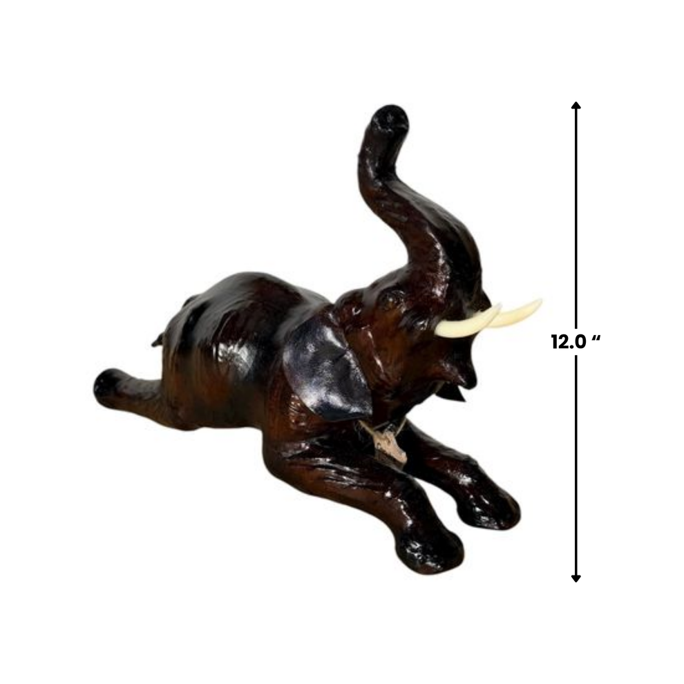 Handmade Leather Laying Down Elephant Statue for Home Décor – Something ...